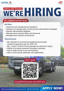 Lowongan Management Trainee ASTRA UD Trucks Gokerja ID
